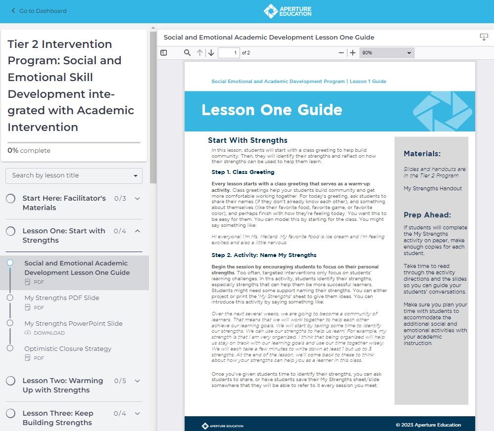 Strategies and Interventions - Aperture Education